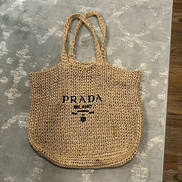 Bags | Prada Knit Beach Tote | Poshmark